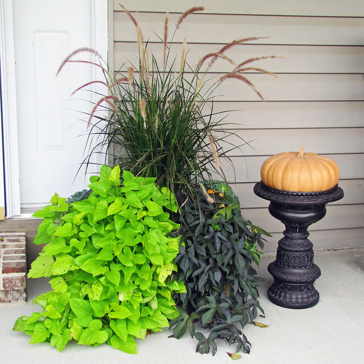 Fall Front Porch Decor With Fall Planters - House of Hawthornes