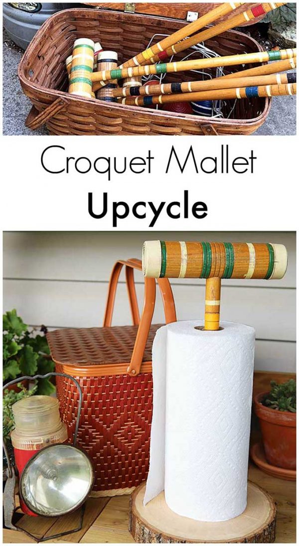 FUN Repurposed Croquet Set Paper Towel Holder