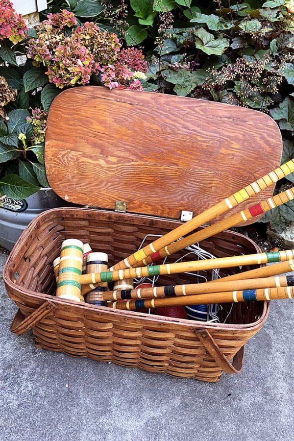 FUN Repurposed Croquet Set Paper Towel Holder