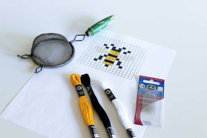 How To Cross Stitch A Metal Strainer - House of Hawthornes