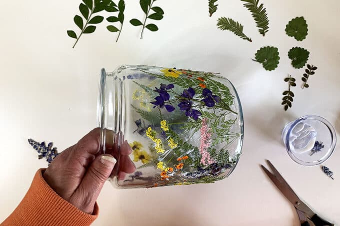 Easy Pressed Flower Craft | DIY Decorative Glass Jar - House of Hawthornes